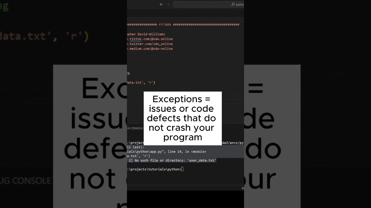 Use the try-except blocks in Python to handle errors and exceptions that occur in your code using cu
