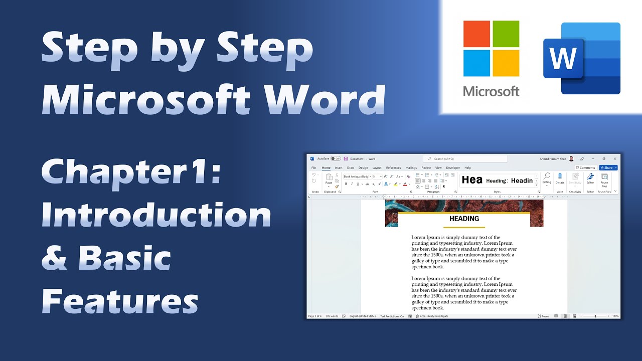 Microsoft Word Lessons - Chapter 1 Creating Documents Basics