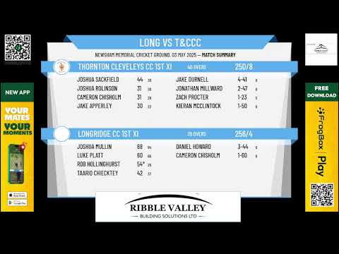 Longridge CC 1st XI v Thornton Cleveleys CC 1st XI