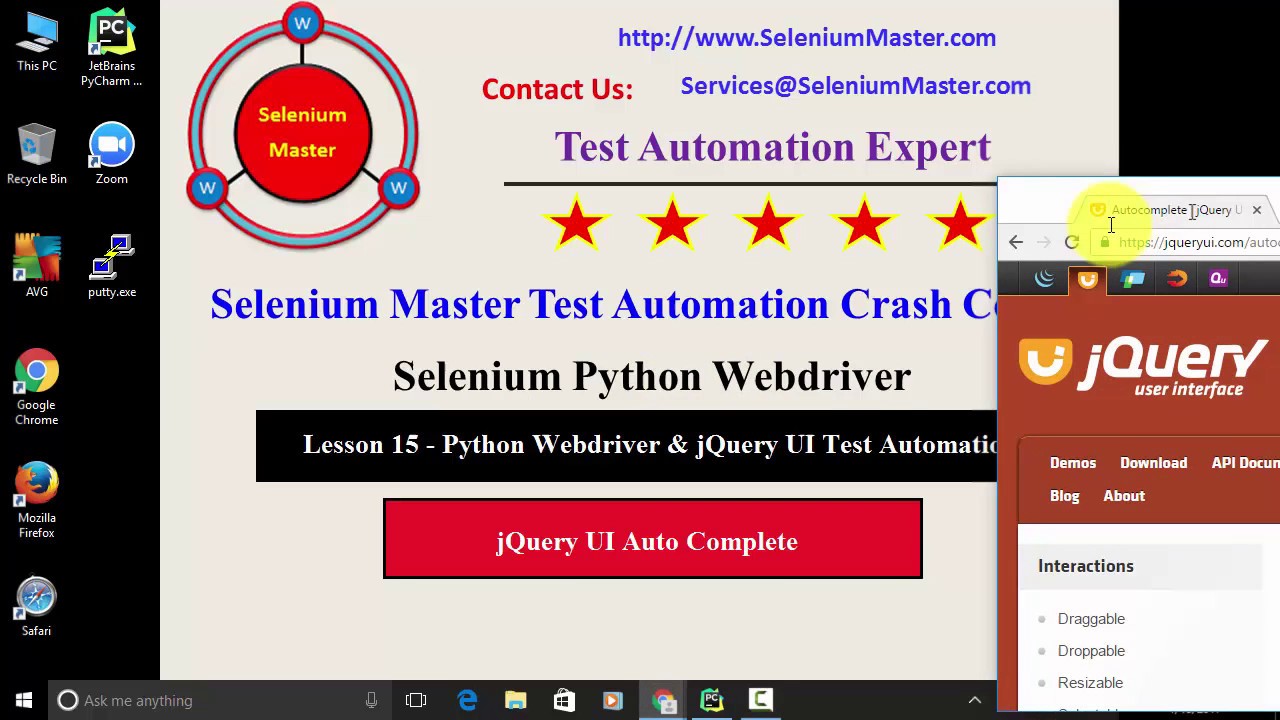 Lesson 15   Python Webdriver jQuery UI Auto Complete
