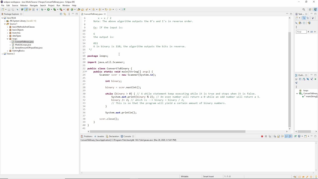Java Lab: Convert To Binary