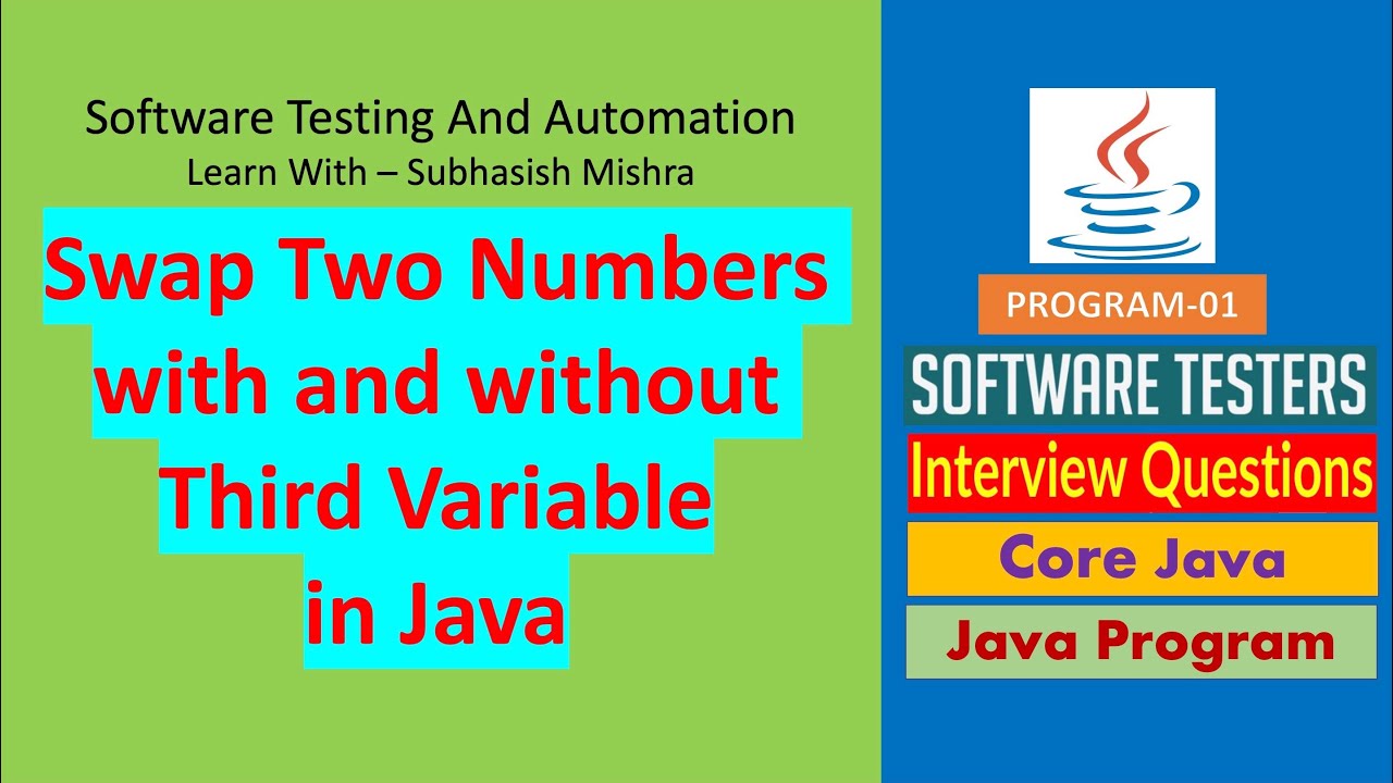01 - Java Program to Swap Two Numbers With and Without Using Third Variable