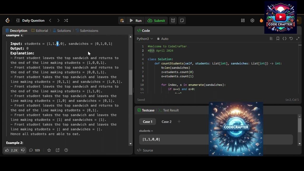 Daily LeetCode Challenge: Problem 1700 Solution - Count Students Who Cannot Eat Lunch