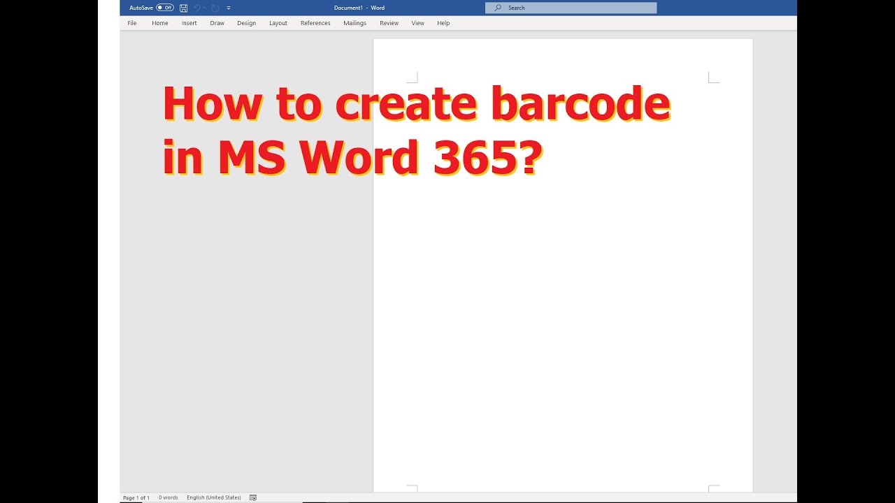 How to create barcode in MS Word Youtube Video Tutorial