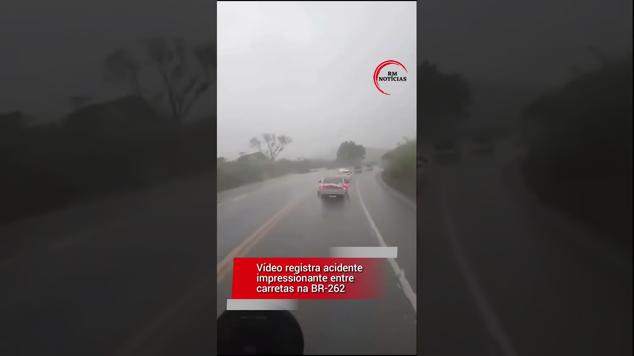 VÍDEO REGISTRA ACIDENTE IMPRESSIONANTE ENTRE CARRETAS NA BR-262