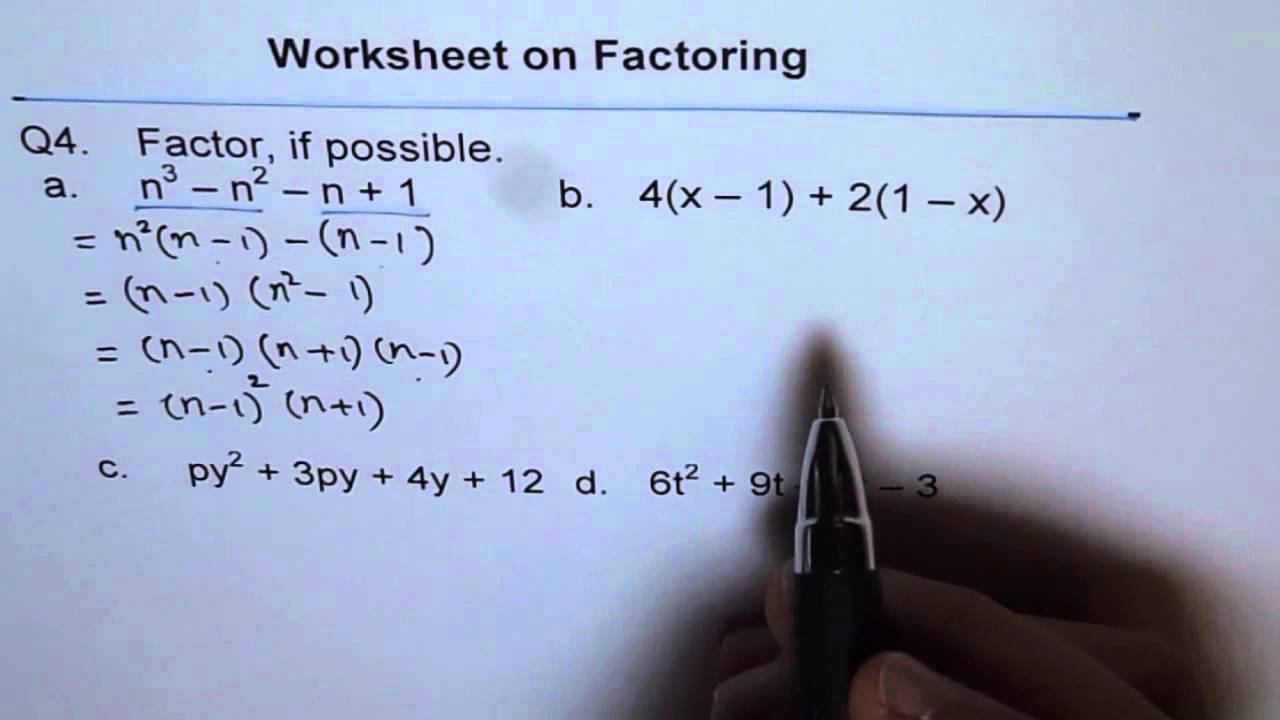 Factoring Worksheet Q4