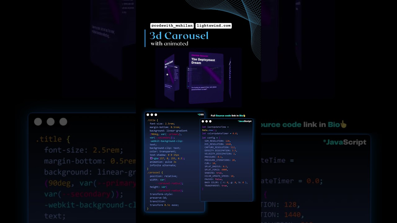 Animated 3dm Carousel #codewith_muhilan #css #coding #carousel