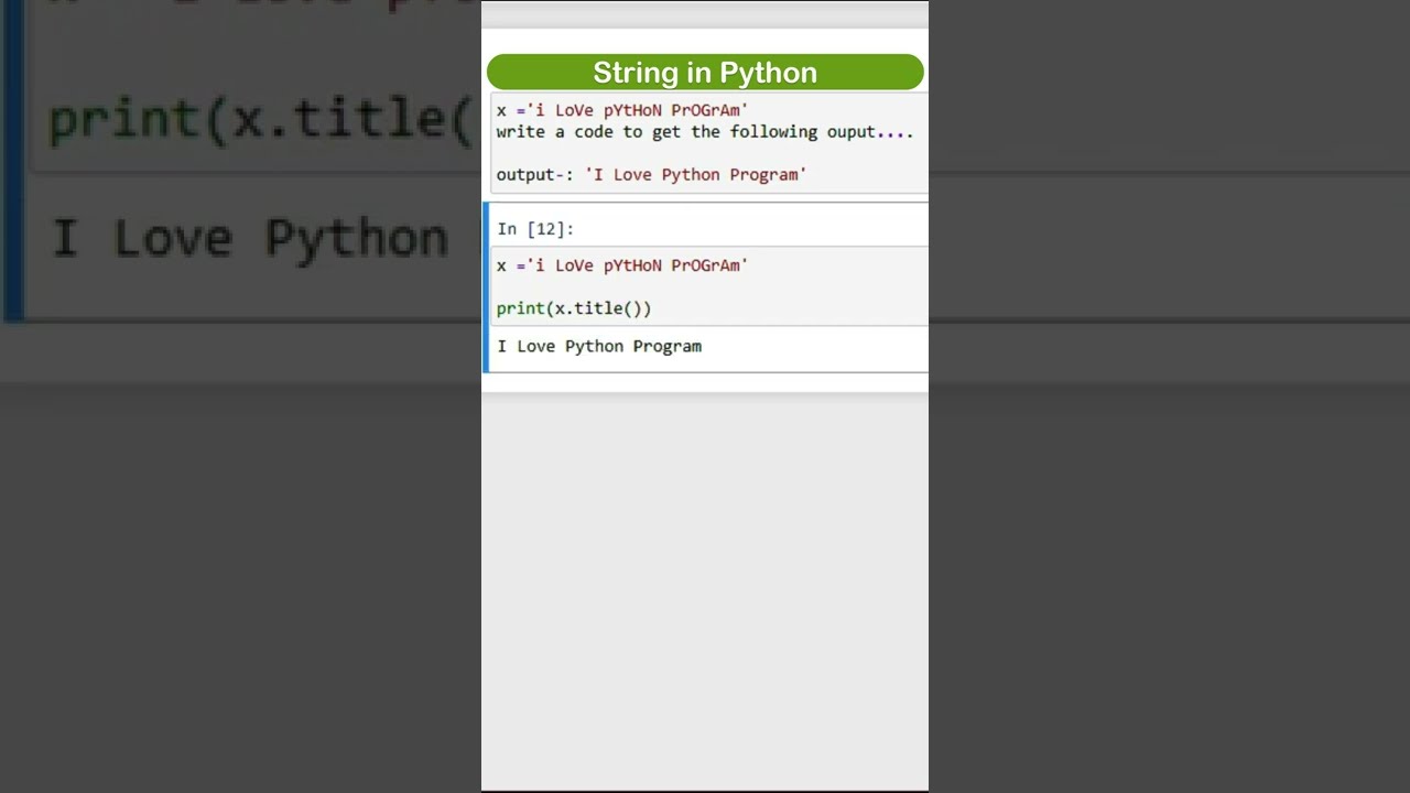 title string in python | string in python | python programmng | coding