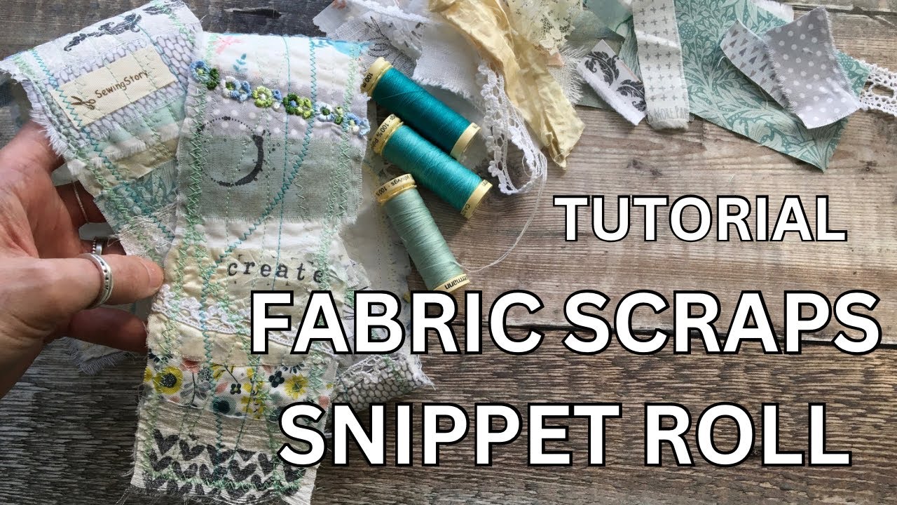 Stitch this FABRIC SCRAPS SNIPPET ROLL with me // step-by-step tutorial including stamping on fabric