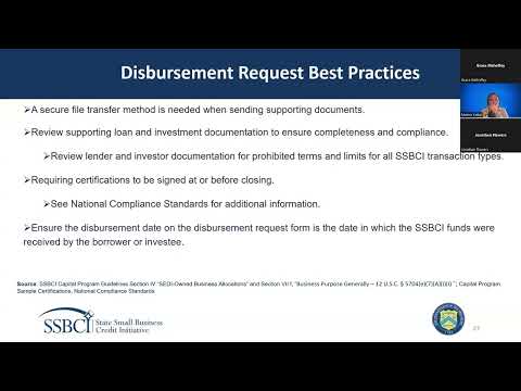 May 6th - SSBCI Capital Program Disbursement Review Training Part 2