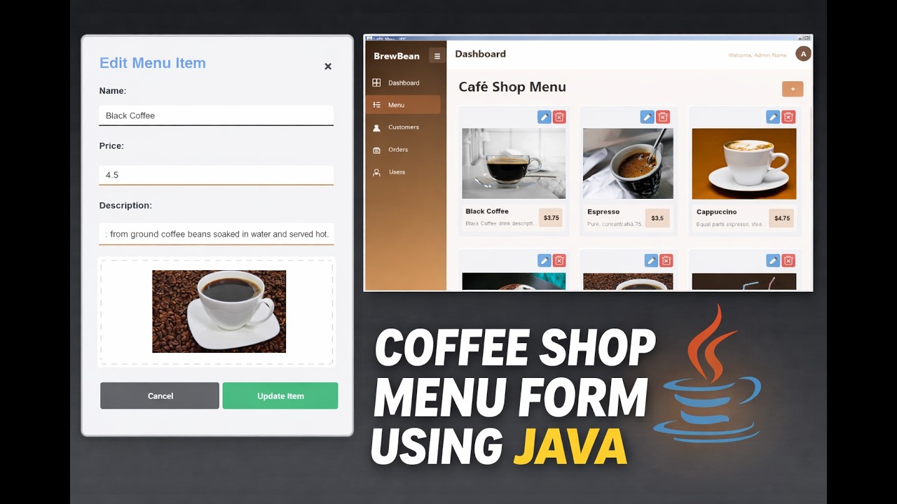 Java Coffee Shop System - Menu Form