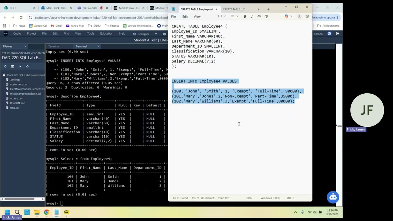 DAD 220   MySQL   INSERT Basics