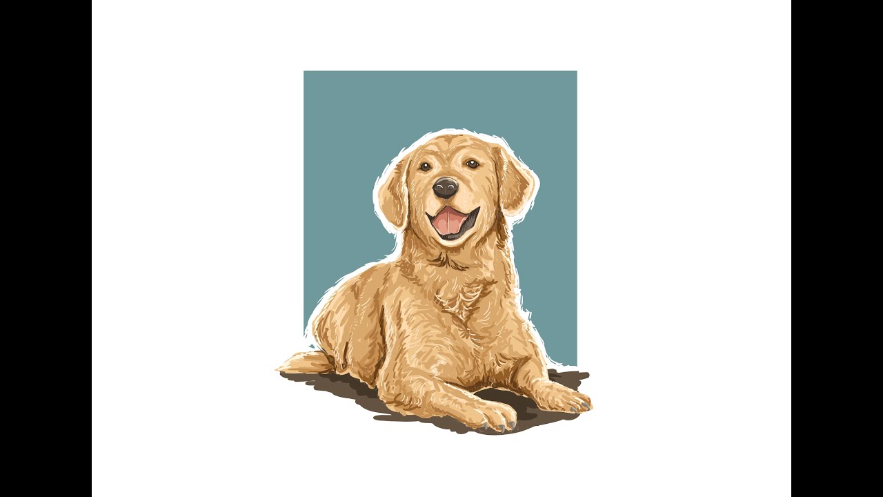 Time lapse Adobe Illustrator : Dog Vector Painting Illustration