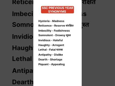 Hysteria and more 20 Important synonyms for ssc part 55 #shorts