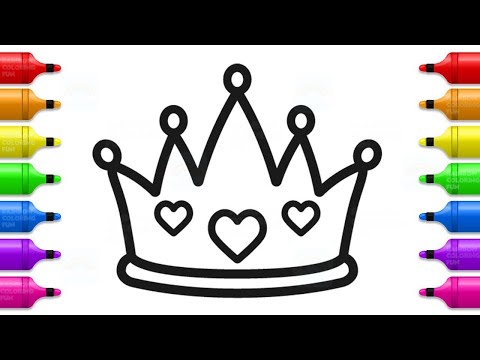 How to Draw Cute Queen Crown Drawing, Painting and Coloring for kids & Toddlers_Child Art🎨👑🌈