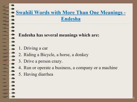 Swahili Words With More Than One Meaning - PART I