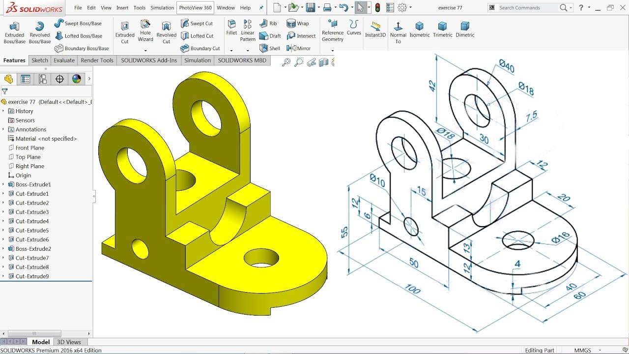 SolidWorks Tutorial for beginners Exercise 77