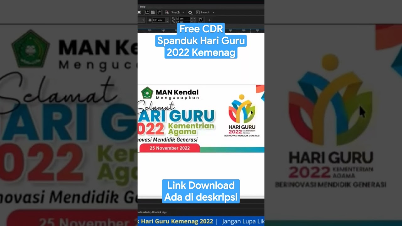 GRATIS Download Desain Banner Hari Guru 2022 Versi Kemenag #shorts #coreldraw #hgn2022 #design