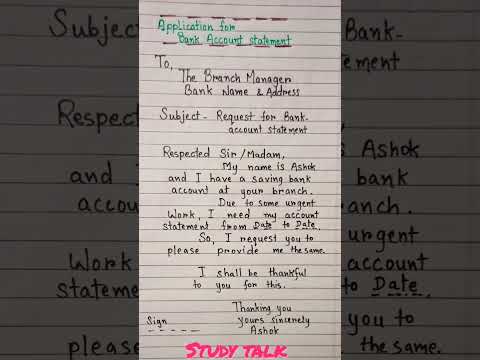 Application for Bank account statement in English /Study Talk