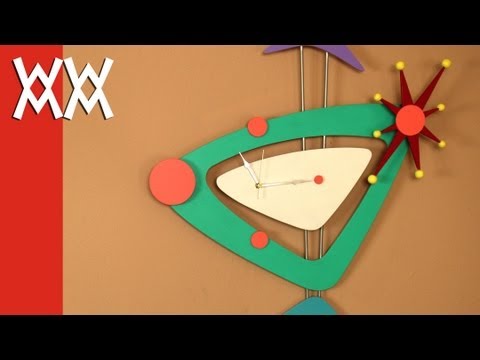 Make this Jetsons wall clock. Retro! Limited tools woodworking project. Free plans.