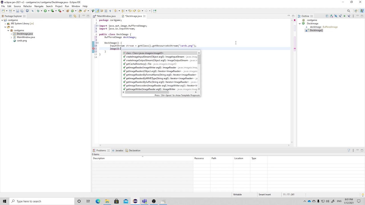 Simple card game in Java Swing