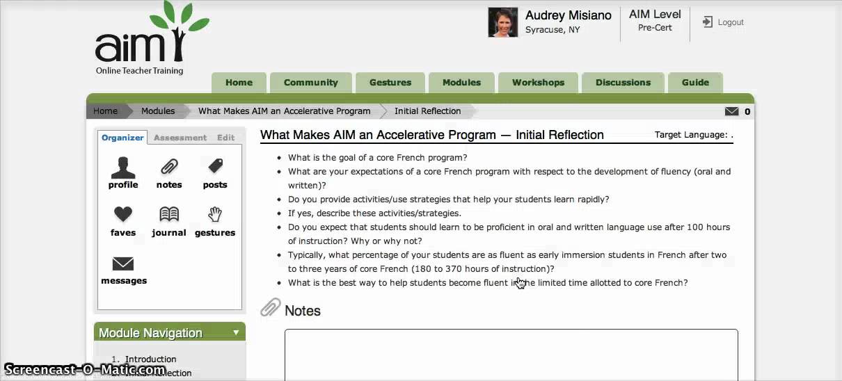 AIM Online Training Module Tutorial