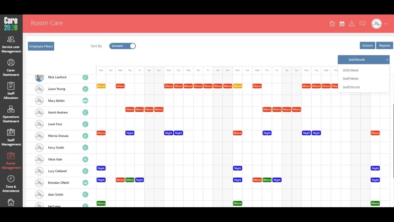 The Staff Rota Function from Carebeans