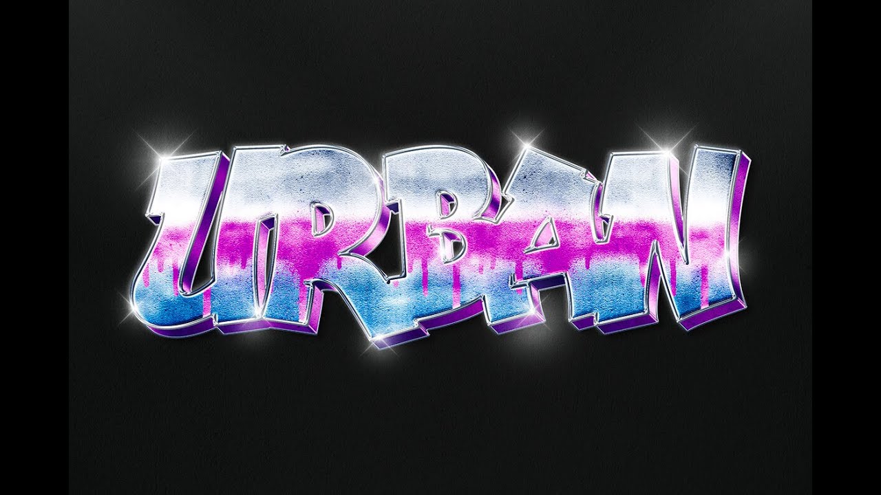 Urban Graffiti Chrome Text Effect - Dripping Spray PSD Template Graphic Download