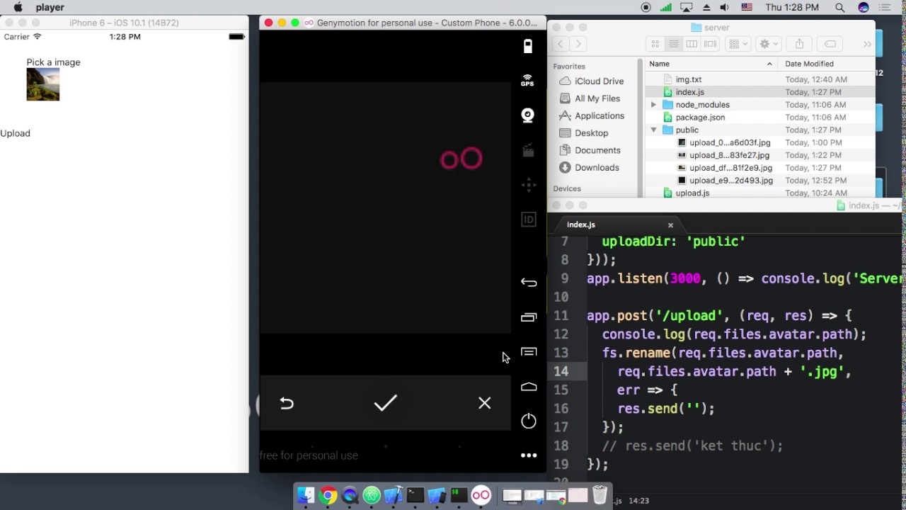 Demo upload image from React Native to server nodeJS