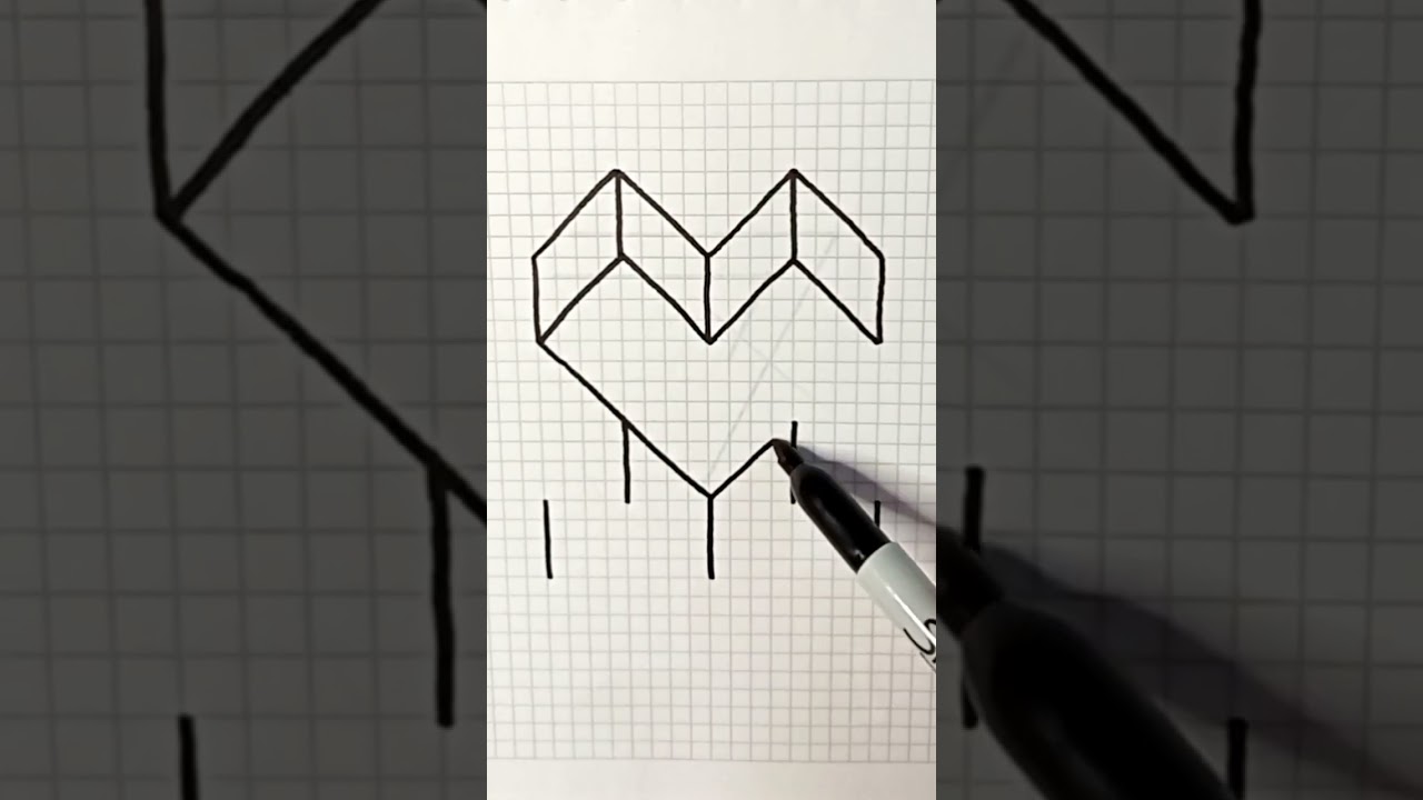 dibujos 3D. cómo dibujar corazones en 3D. #dibujos3d