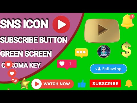 Sns icon subscribe button green screen , subscribe button Green screen