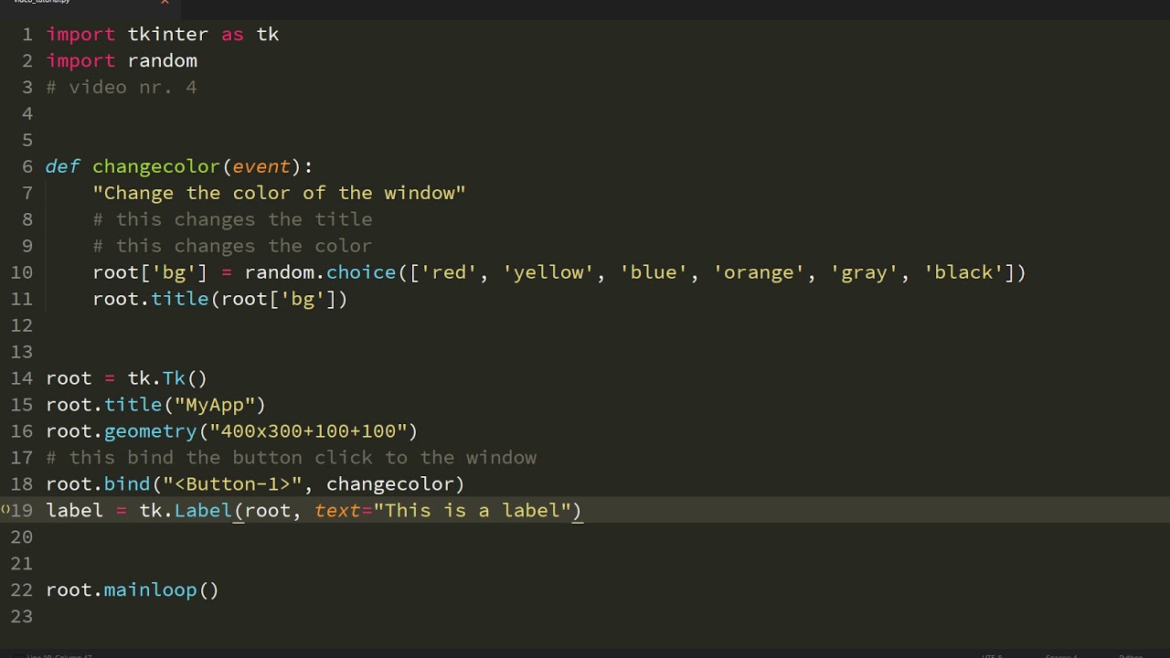 Tkinter: add labels to the window in Python