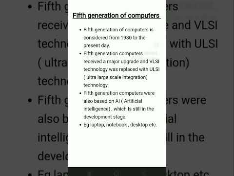 fifth generation of computers (characteristics, advantages and disadvantages)