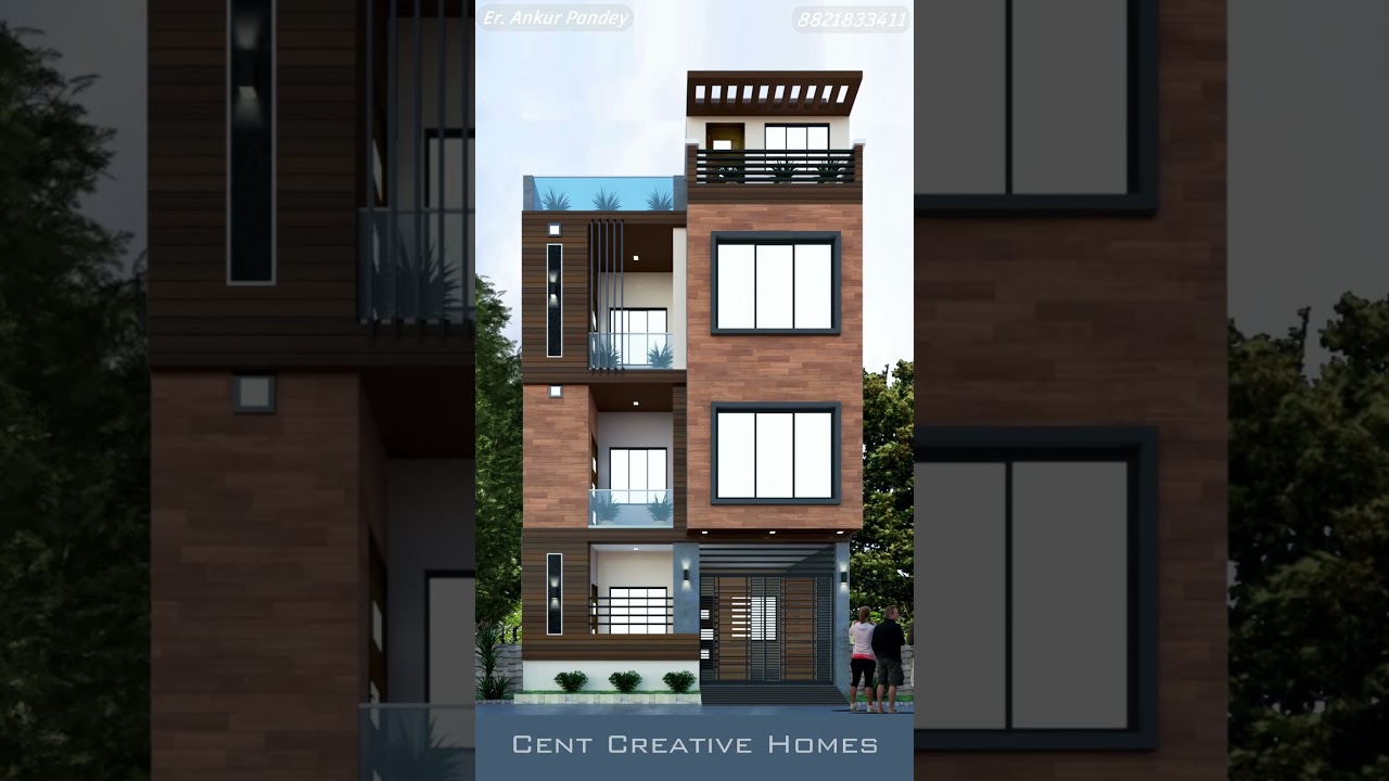 Modern Triplex House Design #3delevation #3dhousedesgin #architecture