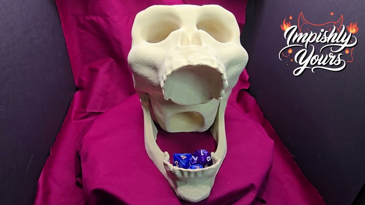 Skull Dice Tower in Action - Creepy Cute DnD Accessory | Impishly Yours