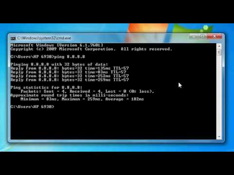How to ping test an IP address (Google) / internet connection in cmd (command prompt) of Windows 7.