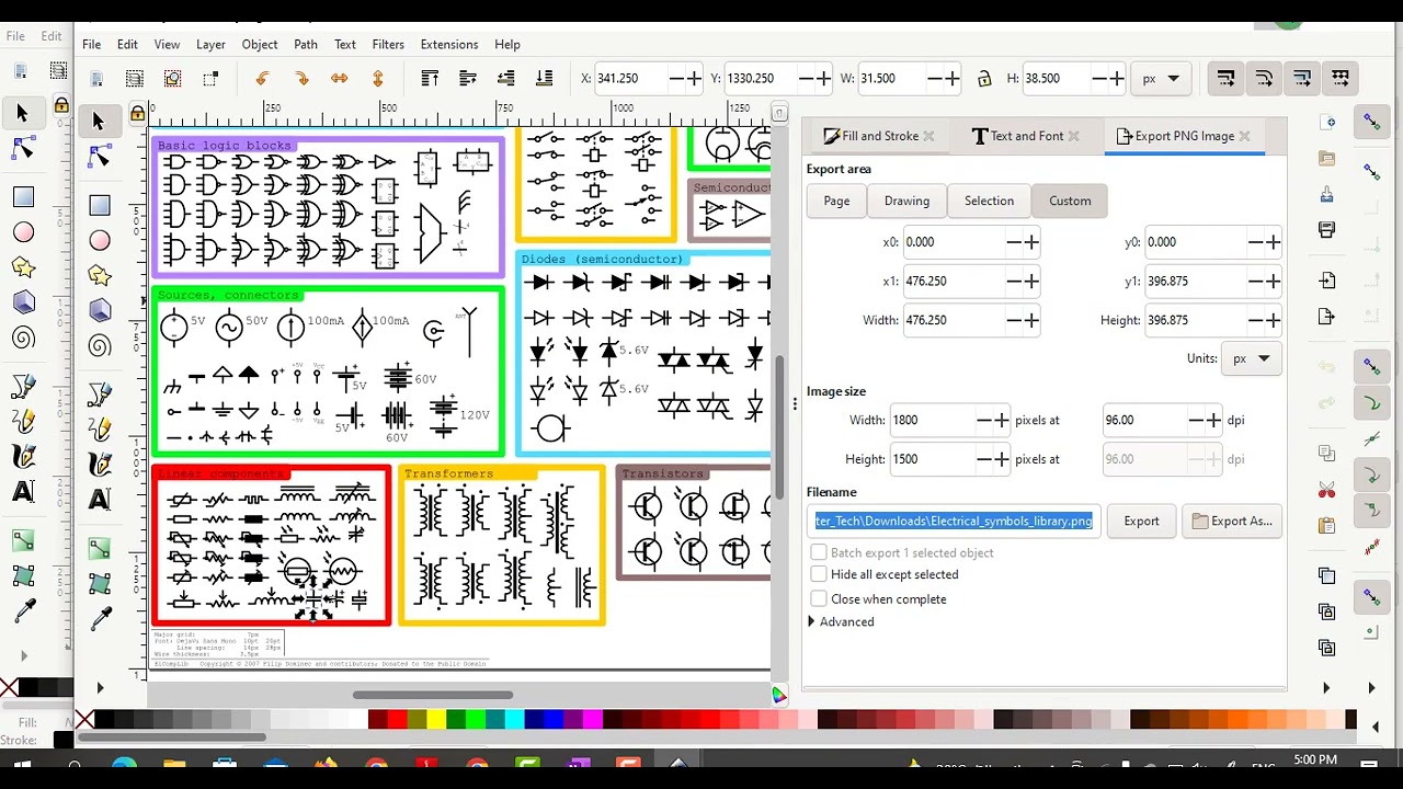 Quick Start to Draw Electrical Circuit Schematics (a step by step) Using Inkscape (FREE Tool) !