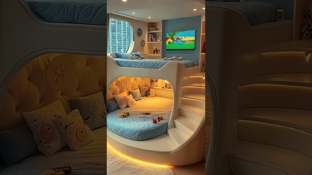 🛏️ Dreamy Kids’ Bunk Bed Room | Cozy & Modern Design 🌟 #viral #ai