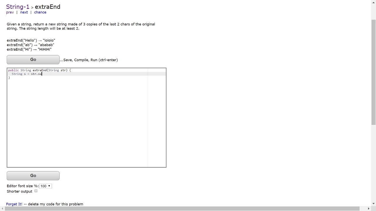 String-1 (extraEnd) Java Tutorial || Codingbat.com