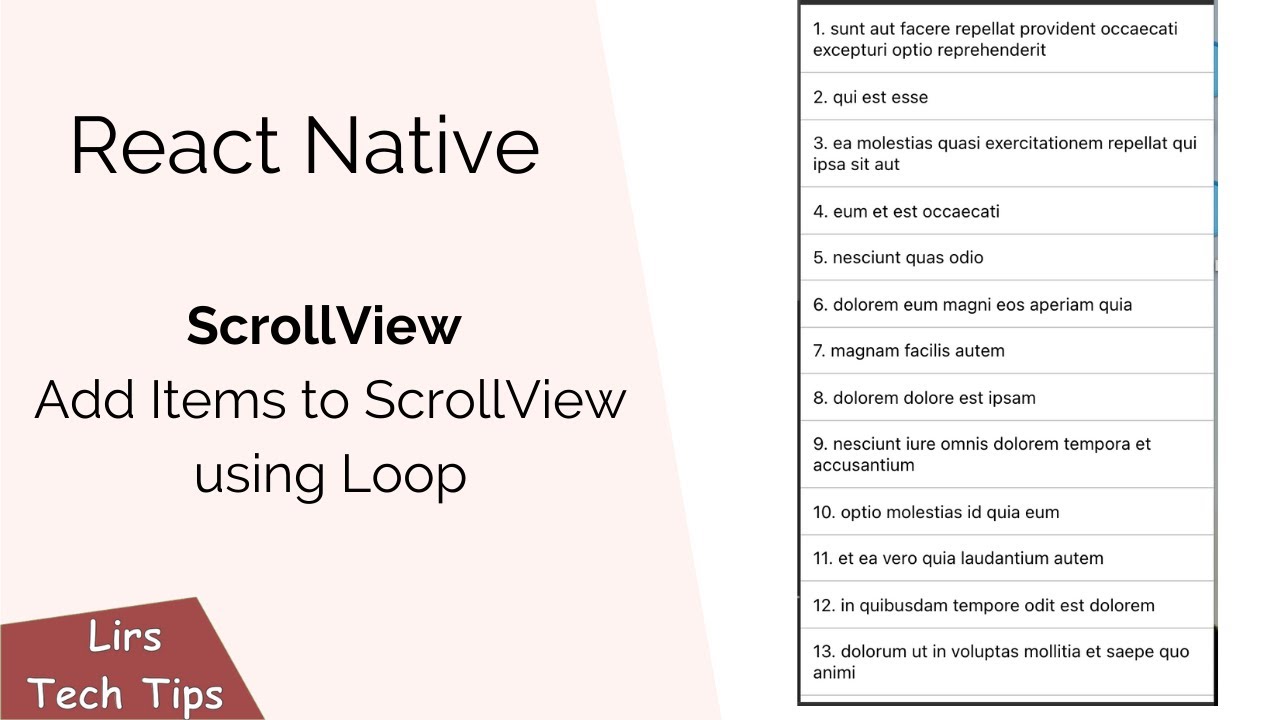React Native: ScrollView (Add Items to ScrollView using Loop)