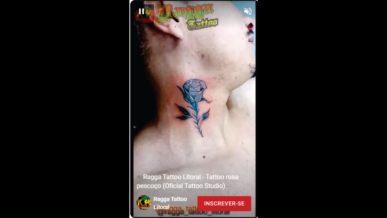 🔊Ragga Tattoo Litoral - Tattoo rosa pescoço (Oficial Tattoo Studio).