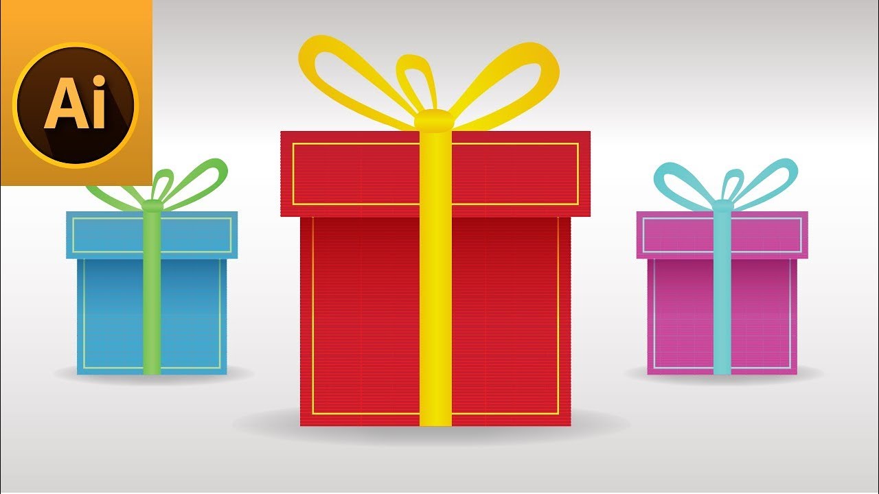 Gift Box Flat Icon Illustrator Tutorial