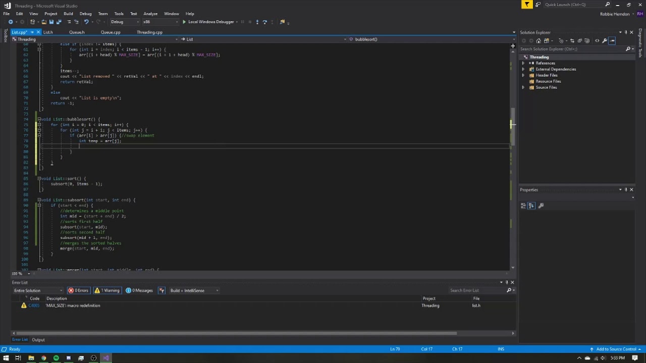 Sorting and Threading