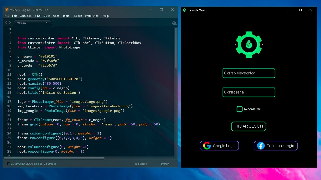 GUI Moderna en Python con Tkinter  | App Inicio de sesión