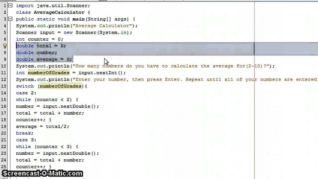 Java Tutorial 1: Average Calculator