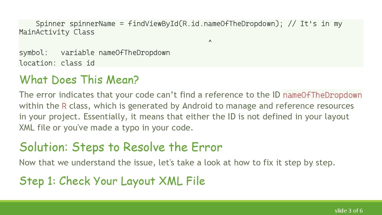Resolving the Spinner Symbol Error in Android Studio