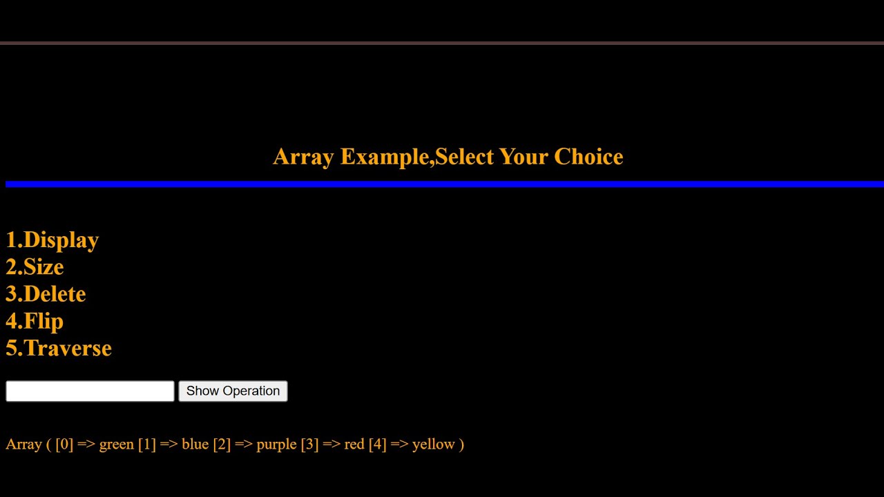 PHP-Array Example Menu Driven Program