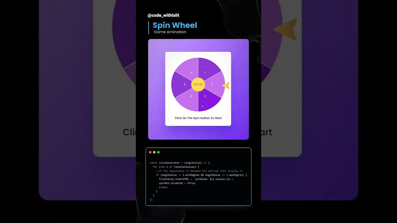 Spin Wheel Game Animation using JS🧑‍💻 #coding #programming #2024 #javascript #js #csstricks #html