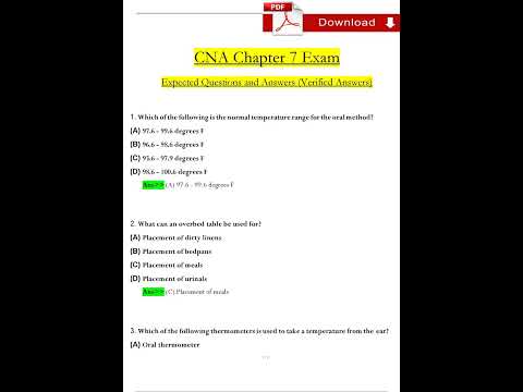 CNA Chapter 7 Exam Questions and Answers 2024 2025 Verified Answers