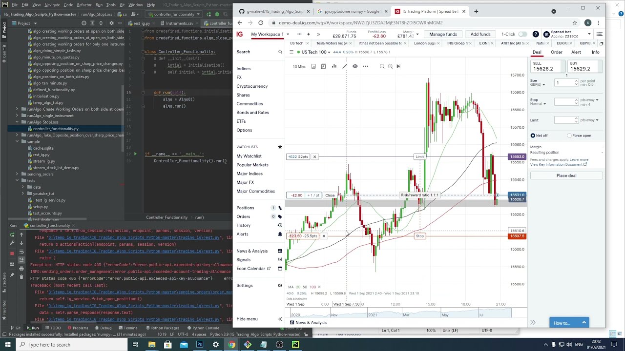 IG Trading Python API Algo collection - Github installation and running